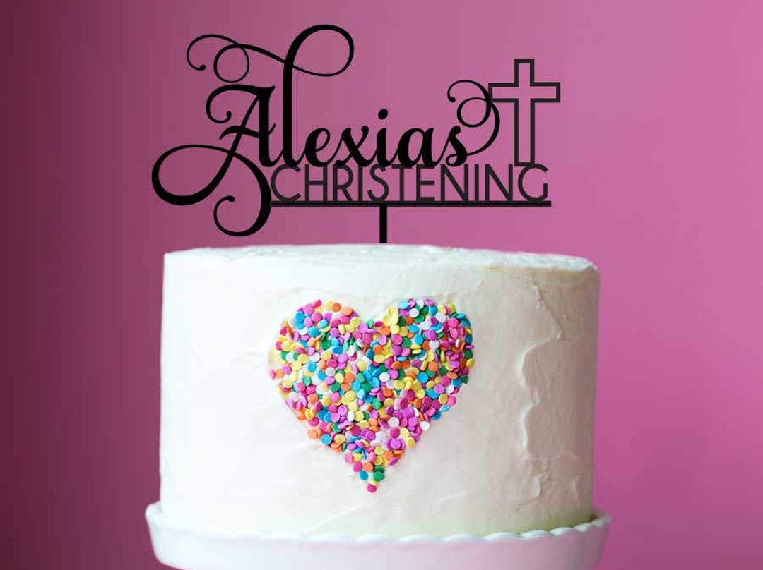 Personalised Christening Cake Topper With Holy Cross Custom - Etsy