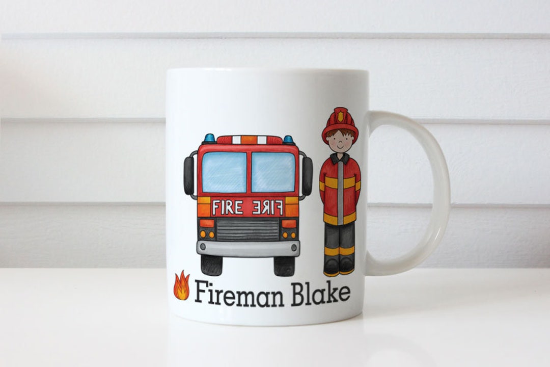 Personalised Fireman Coffee Mug - Kids or Adult Novelty Fireman Custom ...