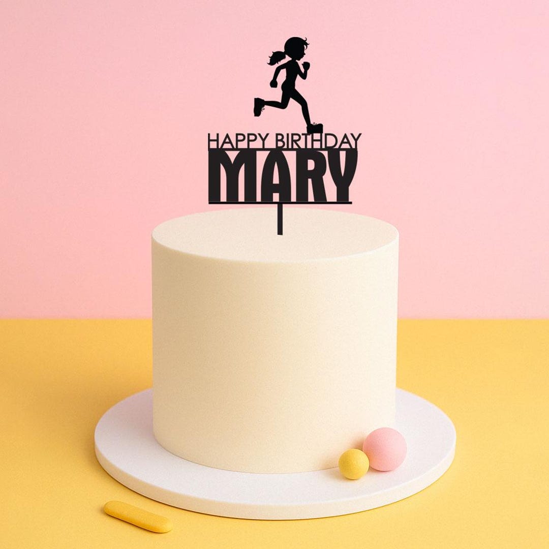 Female Runner Cake Topper – Custom Name – Birthday Gift Topper for ...