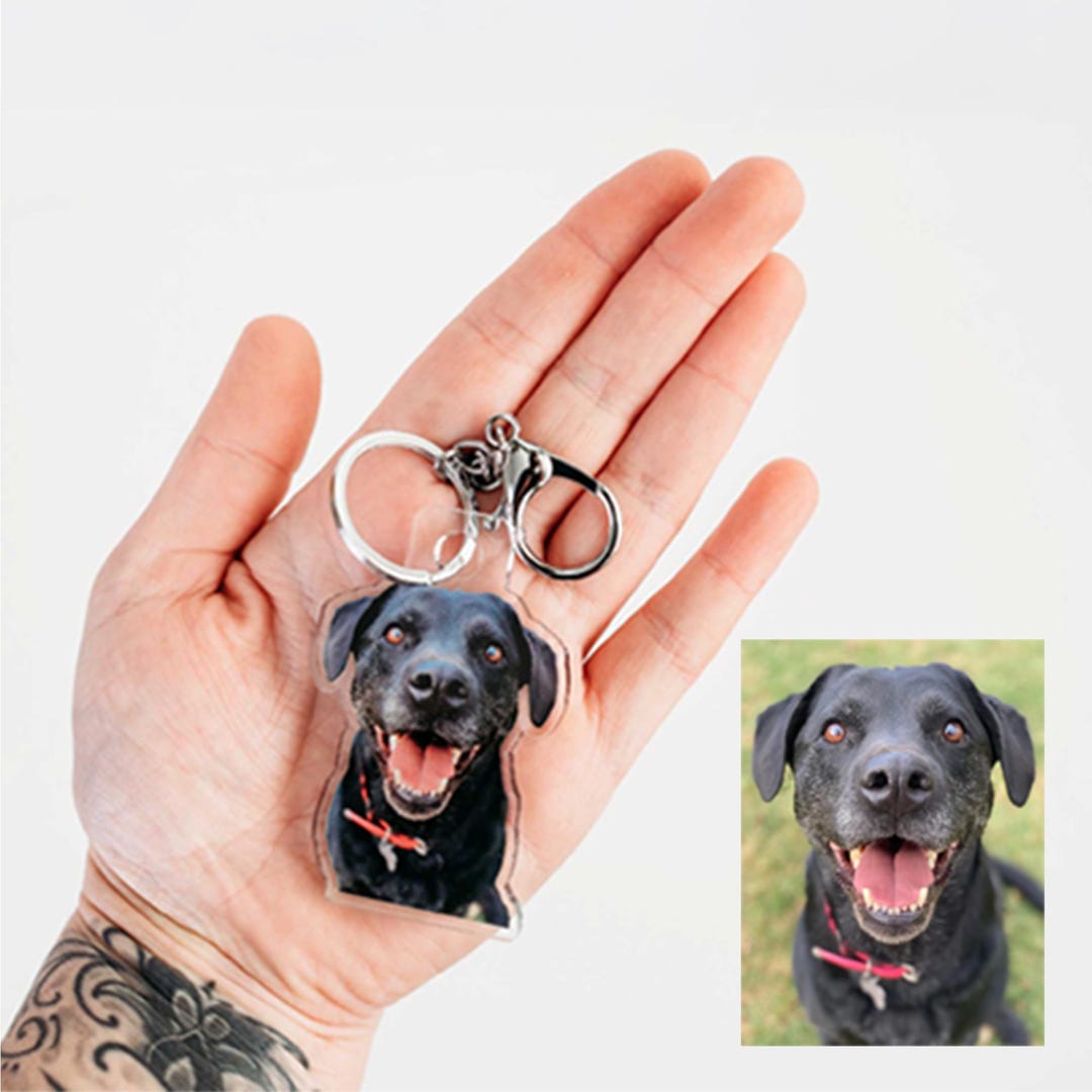 Personalised Pet Photo Keyring, Custom Cat Keychain, Dog Keychain, Pet ...