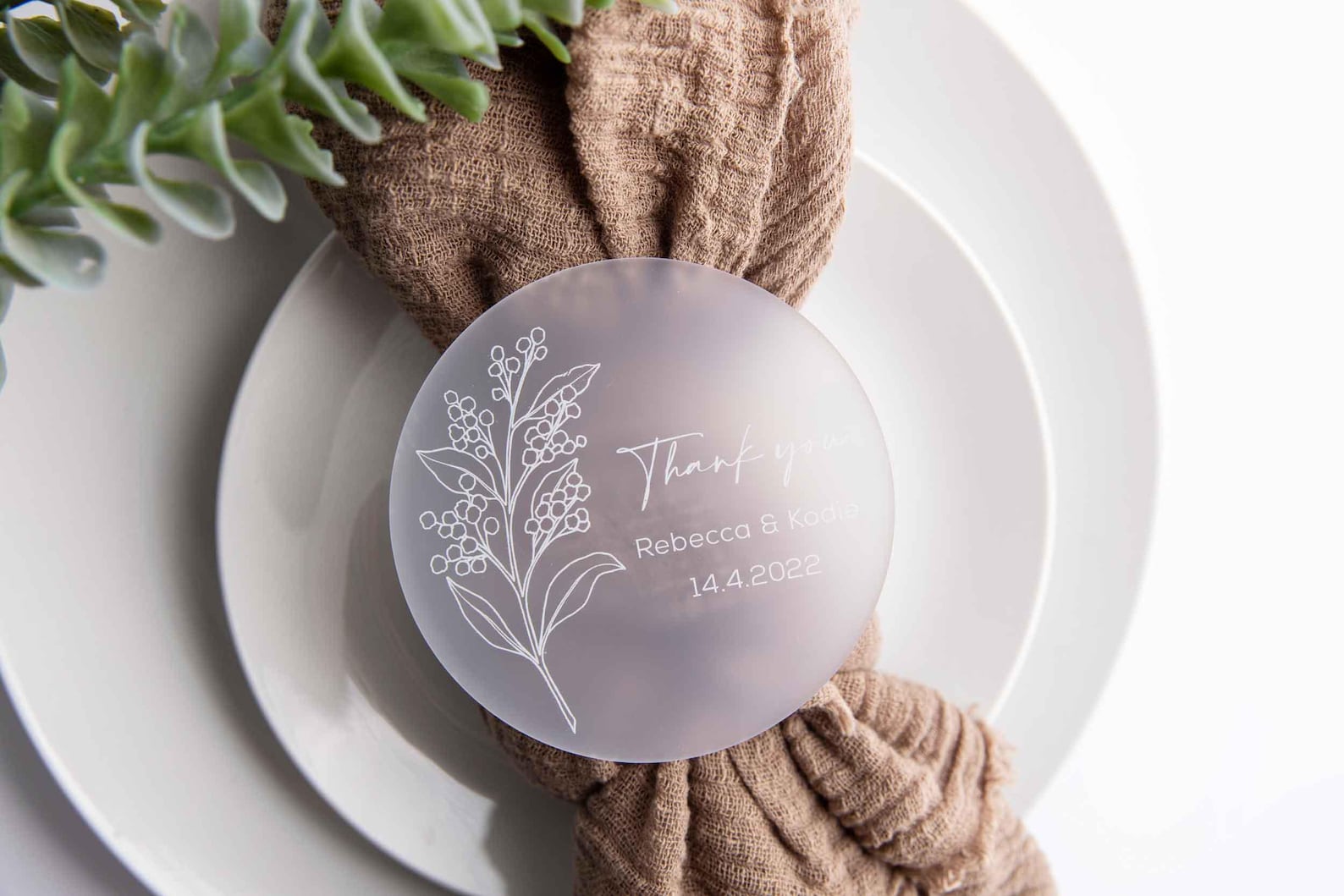 Wattle Design #1 Wedding Coaster – Personalised Botanical Wedding ...