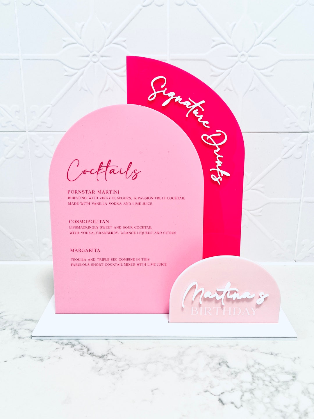 Triple Sign Cocktail Drinks Menu - Printed Drinks Menu, Modern Arch ...