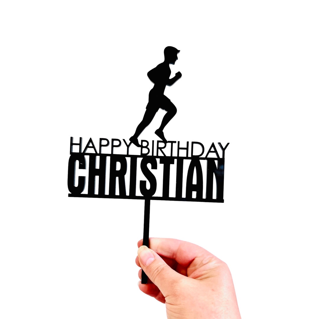 Personalised Male Runner Cake Topper | Sports Cake Topper | Happy ...