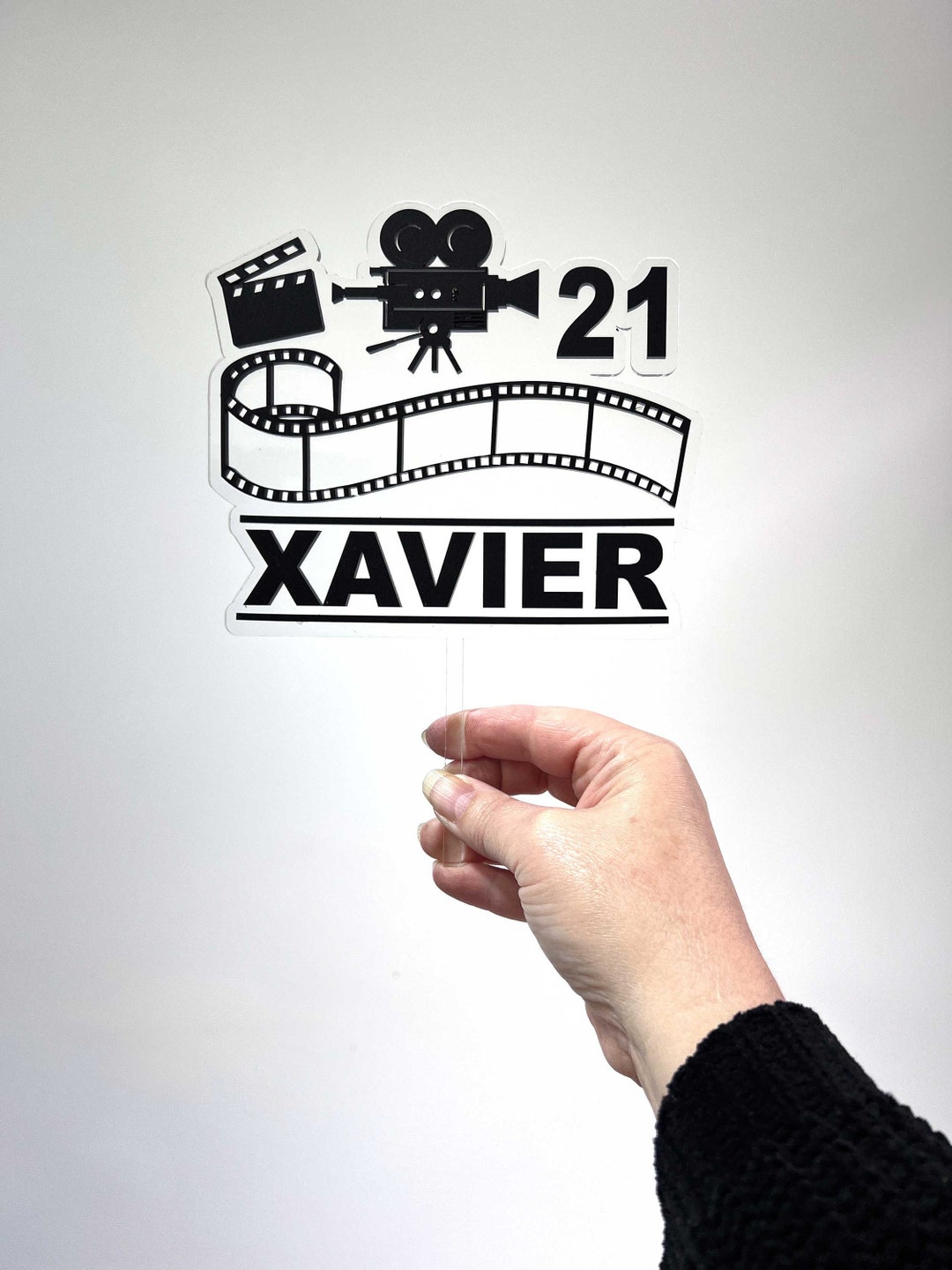 Personalised Filmmaker Movie Maker Cake Topper - Custom Name & Age - Etsy