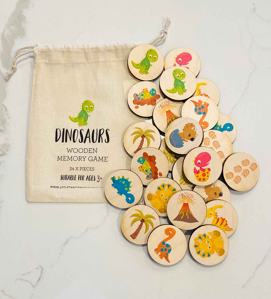 Dinosaurs Wooden Memory Game - Make a Match Wood Matching Memory Game ...