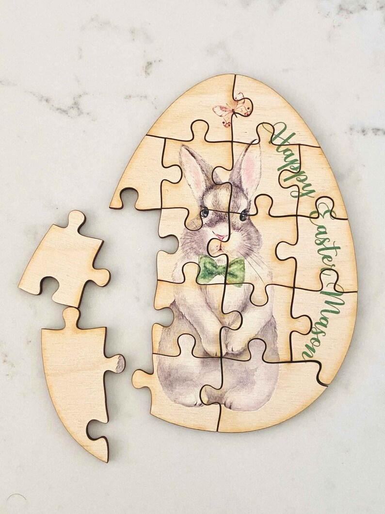 Beautiful Personalised Boy Easter Bunny Jigsaw Puzzle With Matching ...