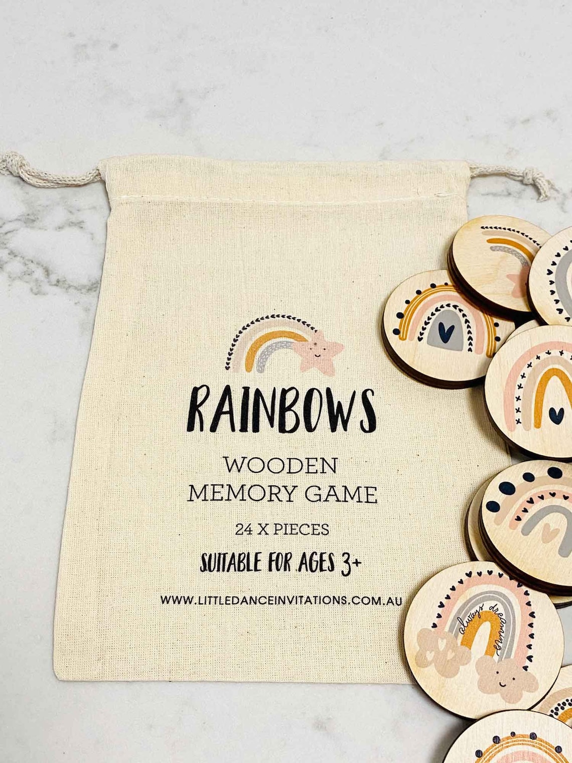 Rainbow Themed Wooden Memory Game Make a Match Wood Matching - Etsy
