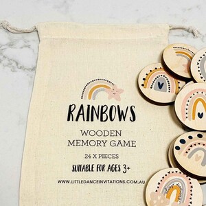 Rainbow Themed Wooden Memory Game - Make a Match Wood Matching Memory ...