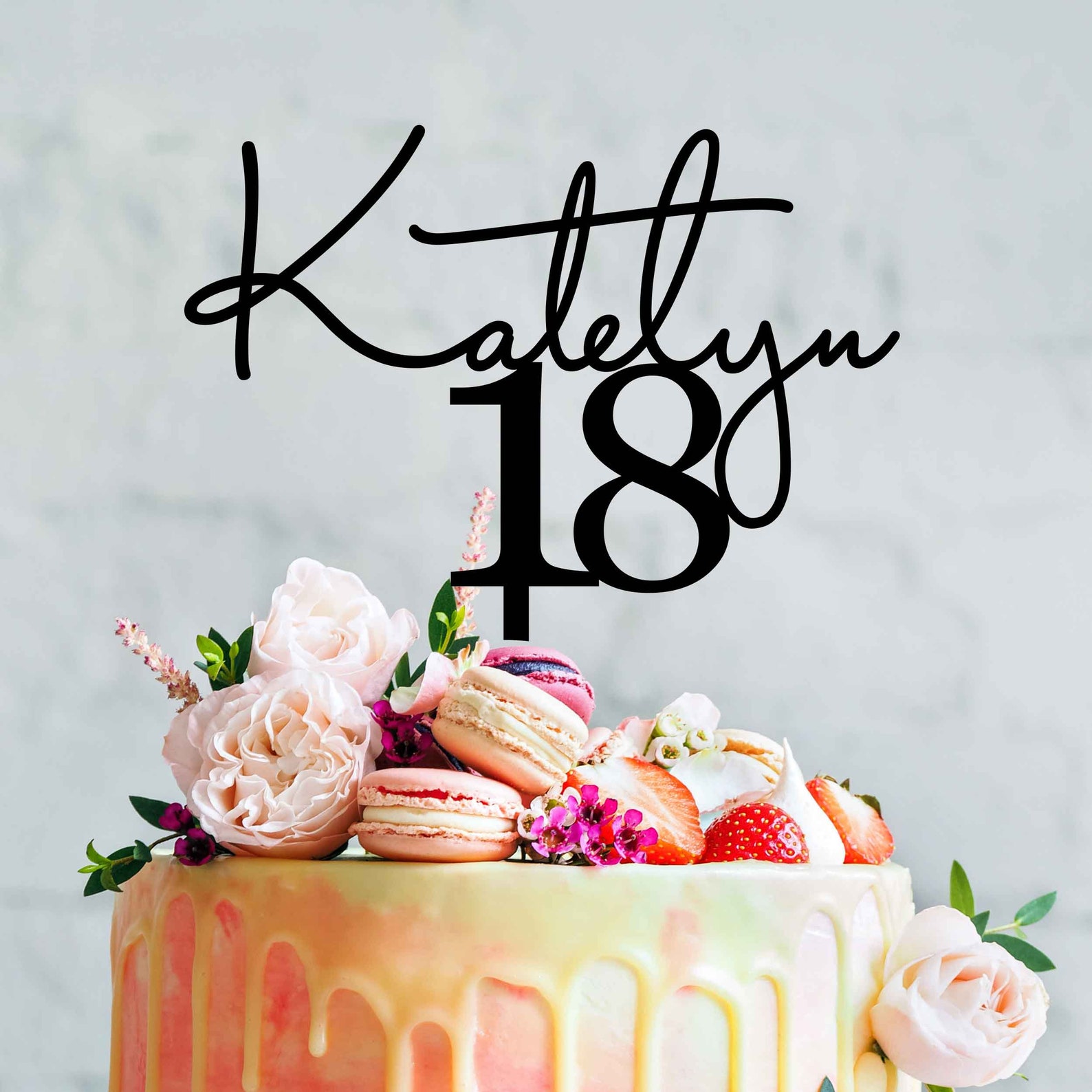 Personalised Cake Topper - Modern Name & Age Cake Topper - Birthday ...