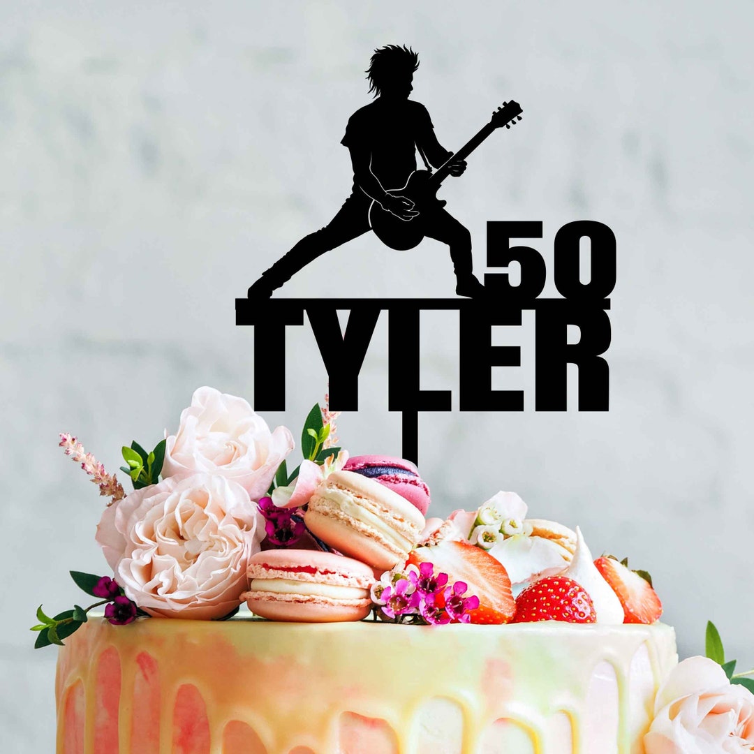 Personalised Rock Guitarist Cake Topper Acrylic Cake Decoration for ...