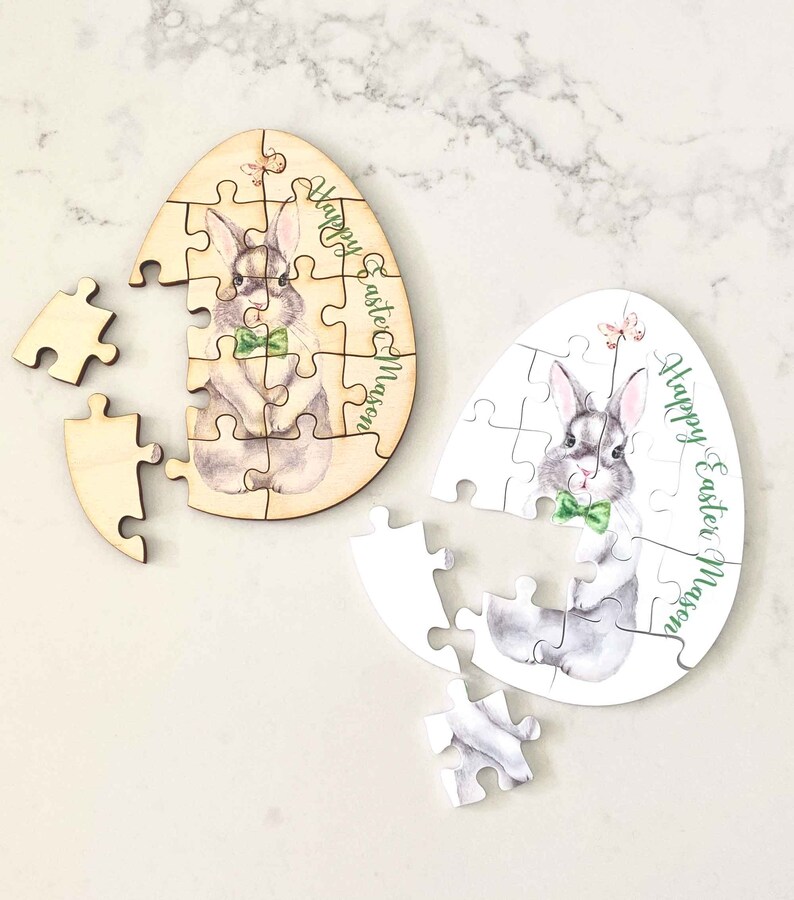 Beautiful Personalised Boy Easter Bunny Jigsaw Puzzle With Matching ...