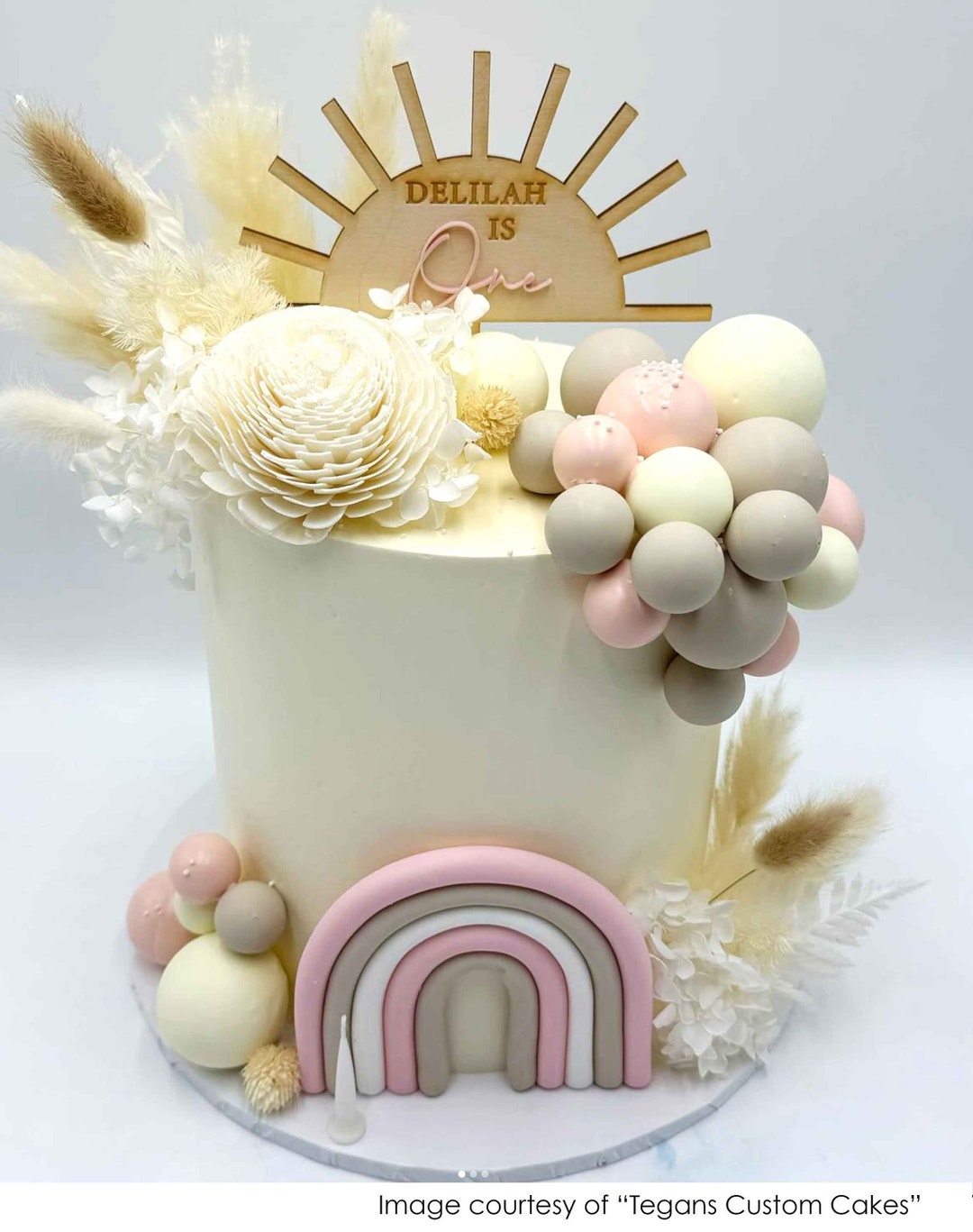 Engraved Sunburst Cake Topper - Custom Name & Age in 3D Acrylic ...