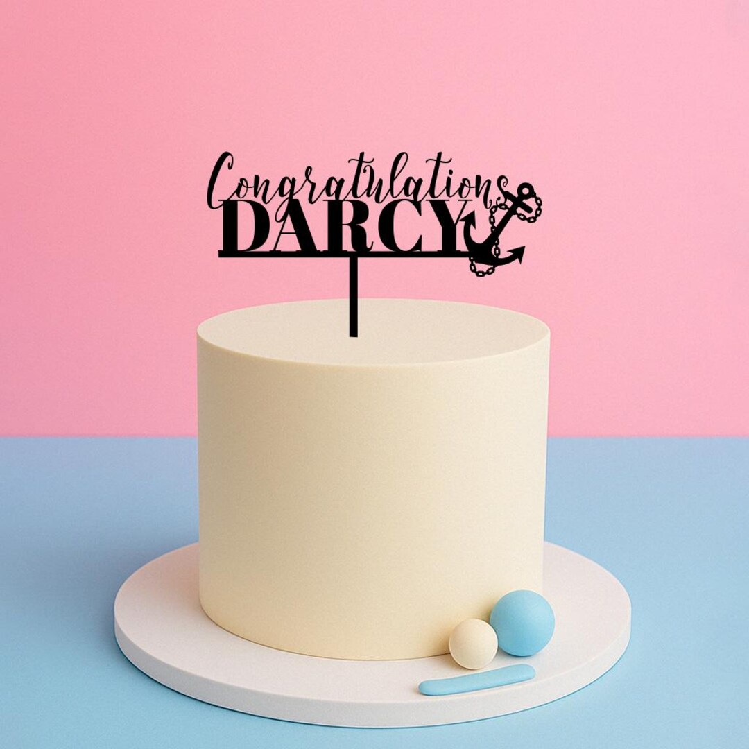 Congratulations Anchor Cake Topper – Custom Name Nautical Celebration ...