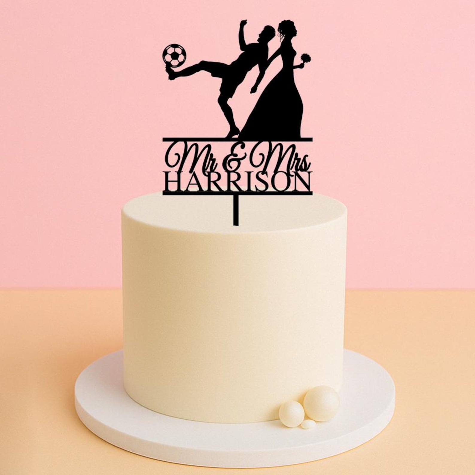 Bride Dragging Soccer Groom Cake Topper – Funny Mr & Mrs Wedding Design ...