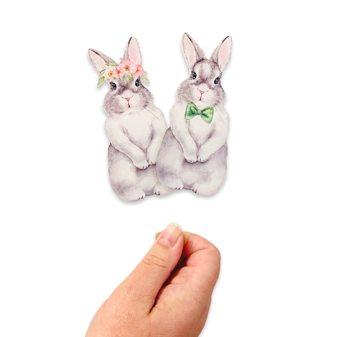 Printed Acrylic Cake Topper - Boy & Girl Easter Bunnies - Easter Cake ...