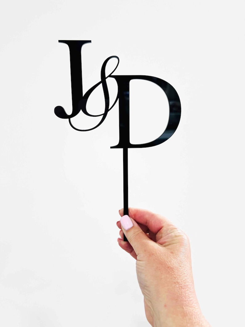 Personalised Two Initials Acrylic Cake Topper – Wedding, Birthday ...