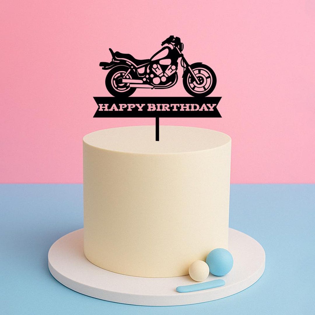 Happy Birthday Motorcycle Cake Topper – Motorbike Rider Cake Decoration ...
