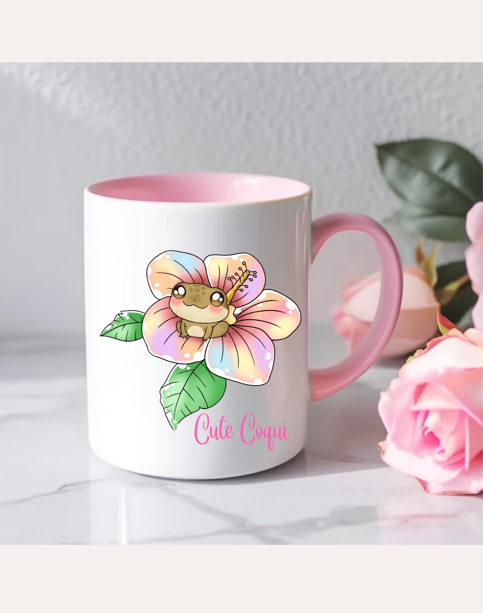 Coqui Cup, Kawai Frog,puerto Rico Coqui Mug,pink 11oz Mug,puerto Rico ...