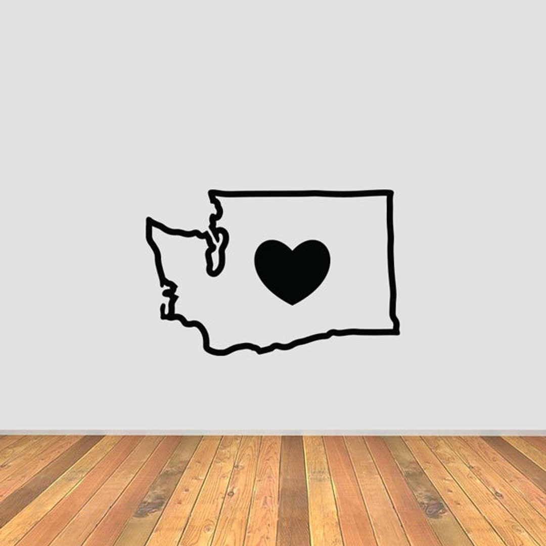 Washington State Outline With Heart Vinyl Decal - Etsy
