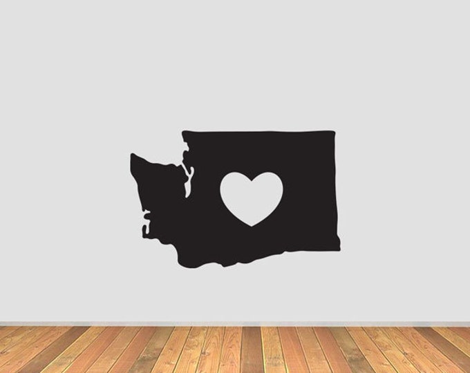 Washington State With Heart Vinyl Decal - Etsy