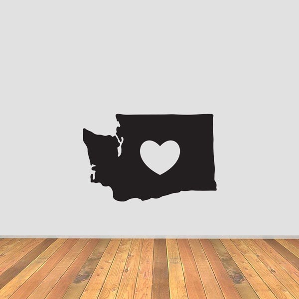 Washington State with Heart Vinyl Decal | Etsy