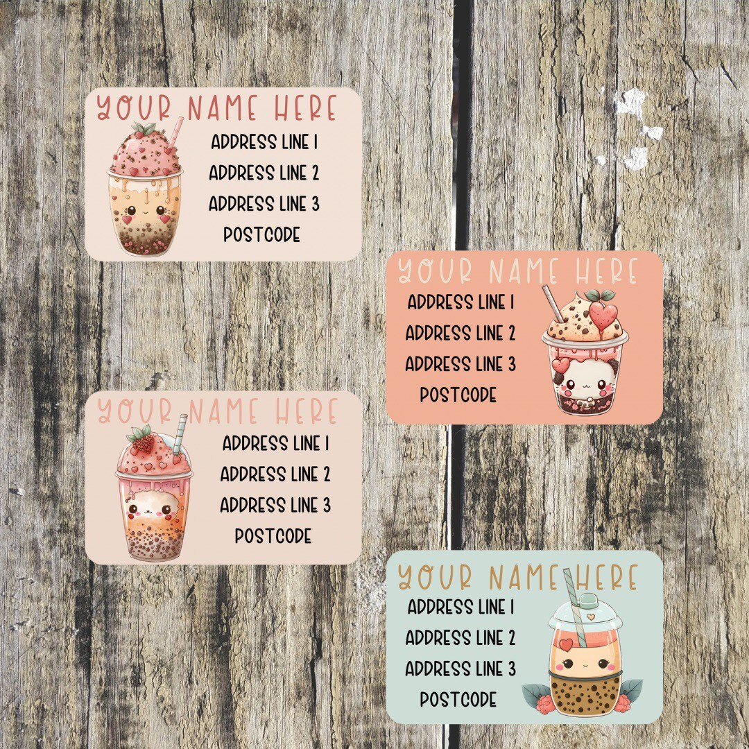 Mini Boba Tea Address Labels Mixed Sheet - Etsy
