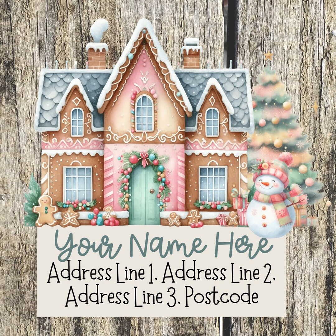 Pastel Gingerbread House Address Labels - Etsy