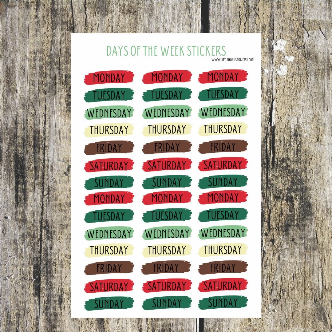 Days of the Week Stickers - Etsy