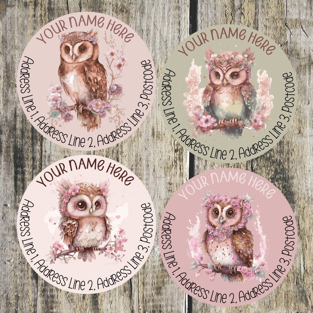 Pastel Owl Address Labels - Etsy