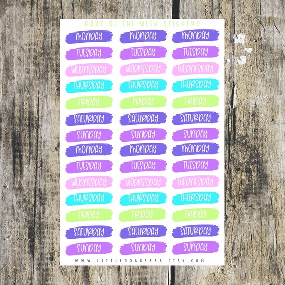 Days of the Week Stickers - Etsy
