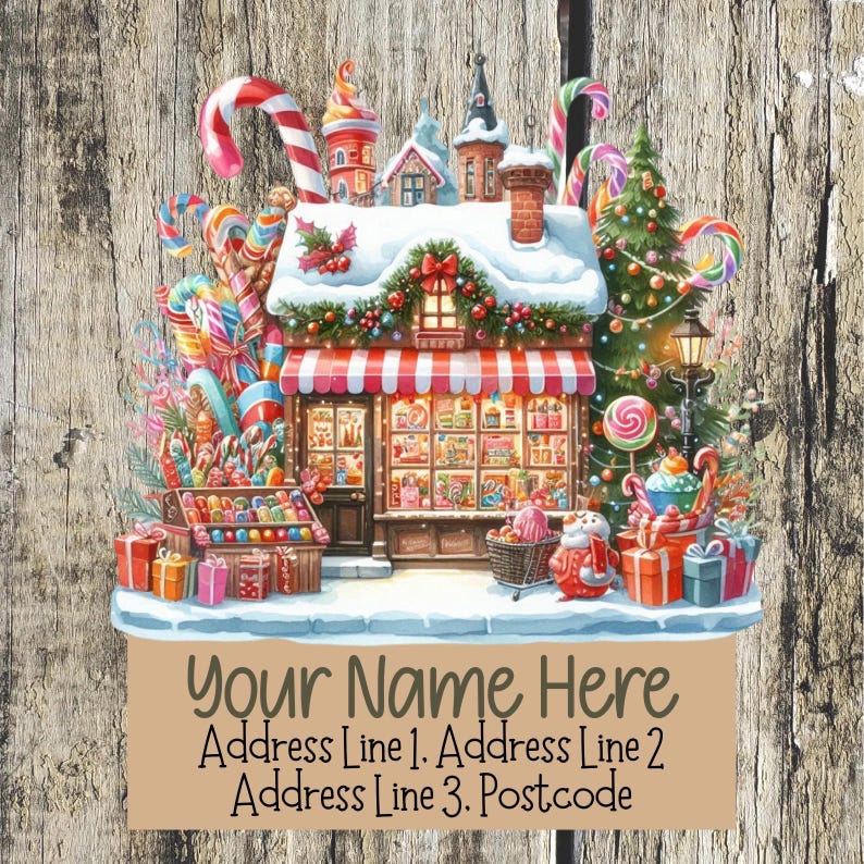 Candy Cane Christmas Shop Address Labels - Etsy