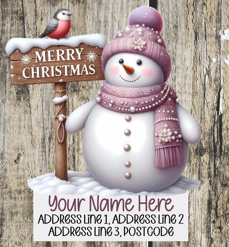 Purple Snowman Address Labels - Etsy