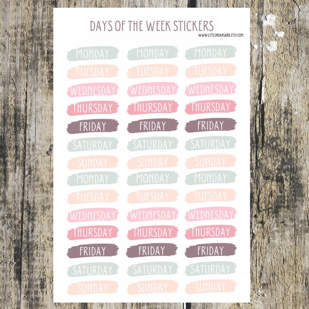 Days of the Week Stickers - Etsy