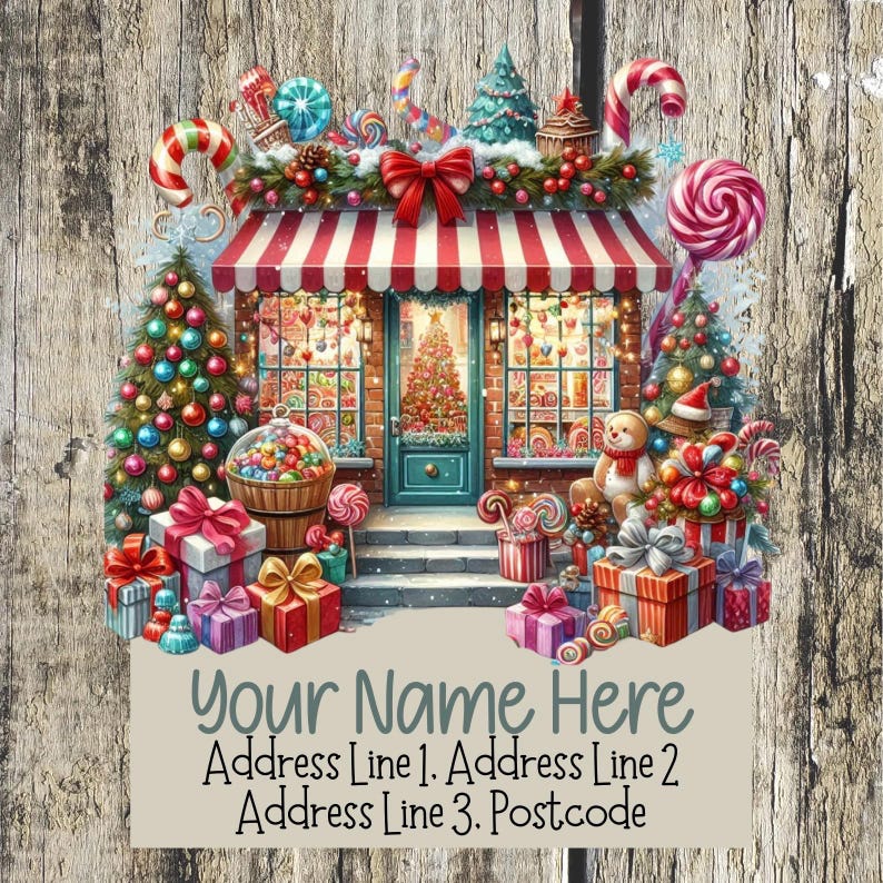 Candy Cane Christmas Shop Address Labels - Etsy