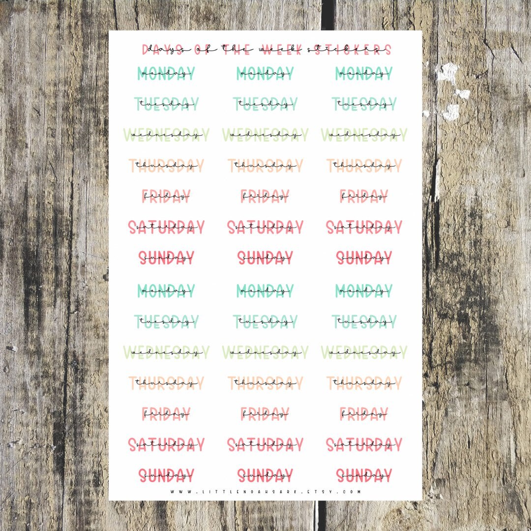 Days of the Week Stickers - Etsy