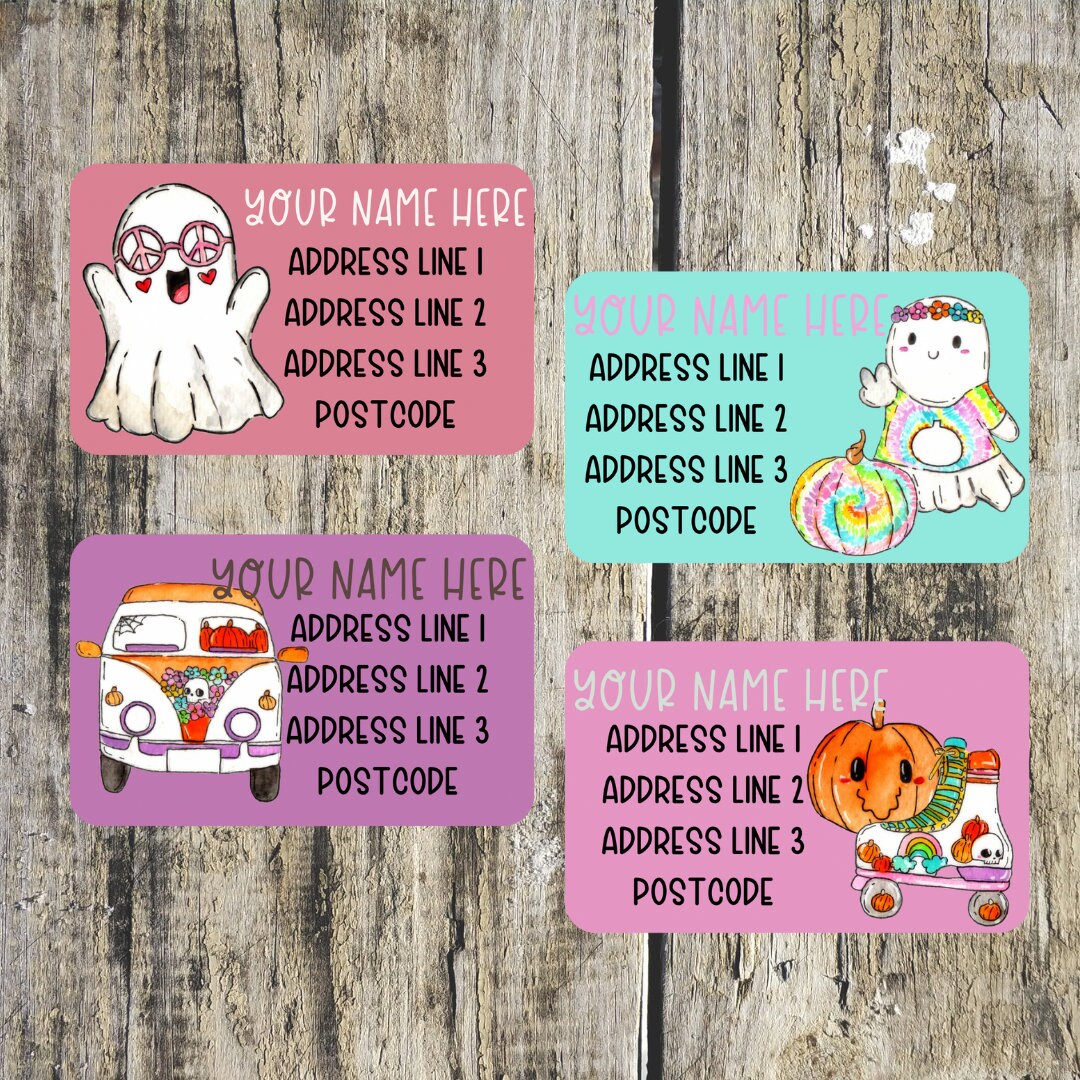 Mini Retro Ghost Address Labels - Etsy