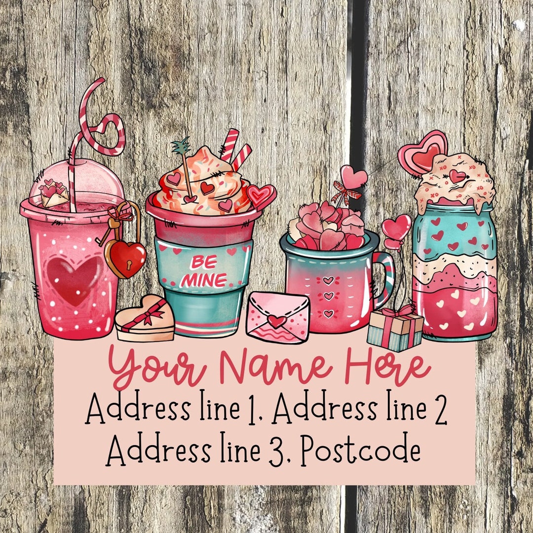 Valentines Drink Address Labels - Etsy