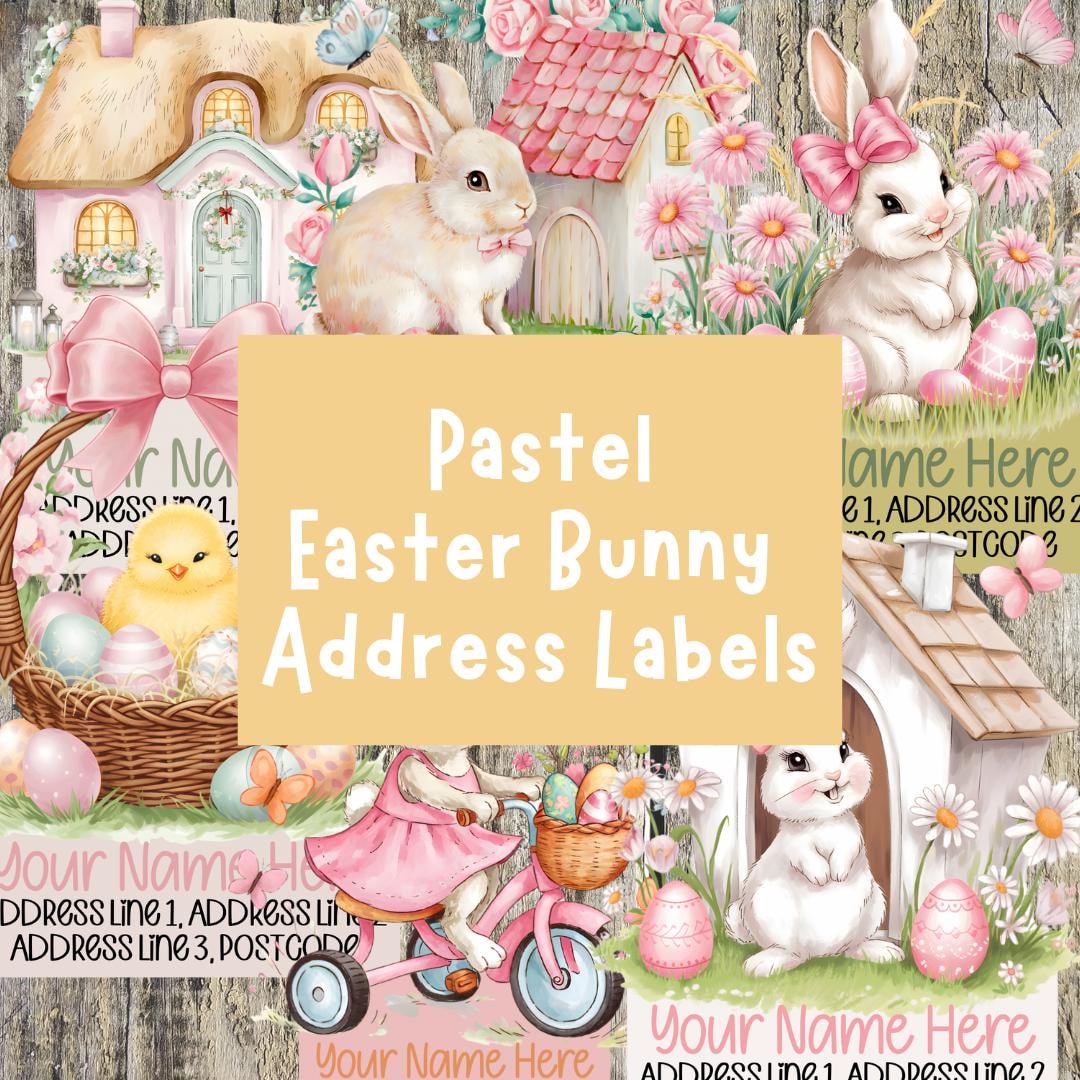 Pastel Easter Bunny Address Labels - Etsy