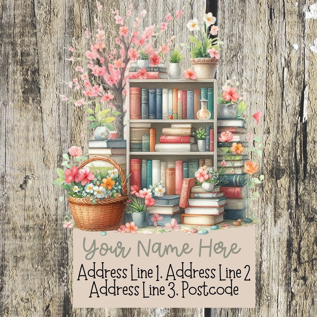 Floral Bookcase Address Labels - Etsy