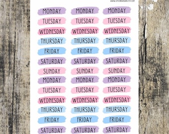 Days of the Week Script Stickers - Etsy