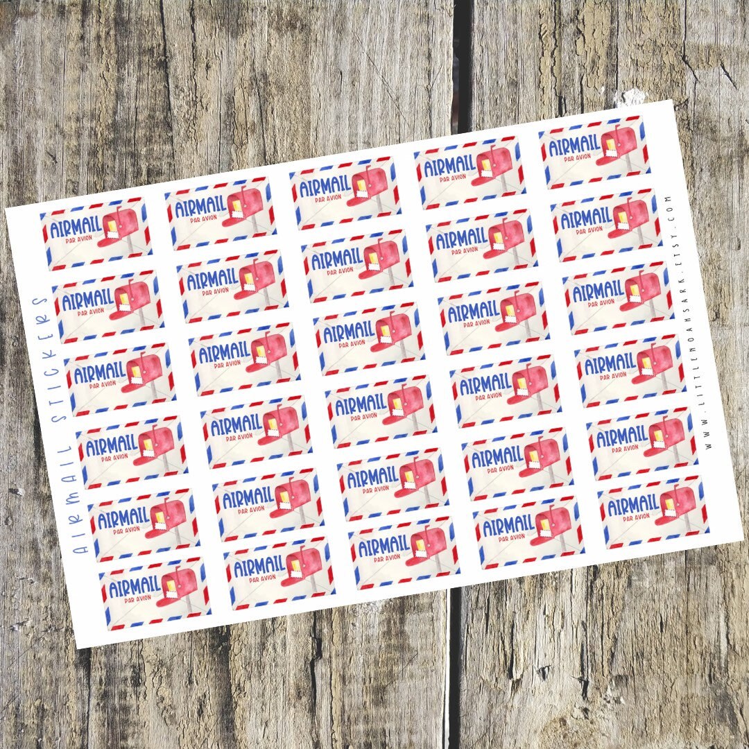 Airmail Stickers - Etsy