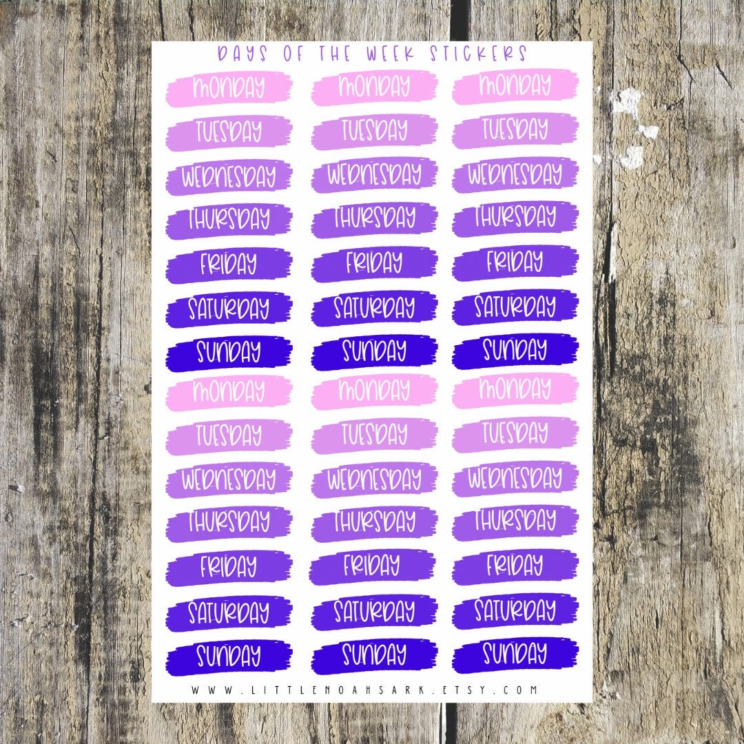 Days of the Week Stickers - Etsy