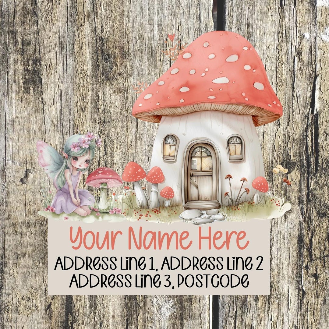 Mushroom Fairy House Address Labels - Etsy