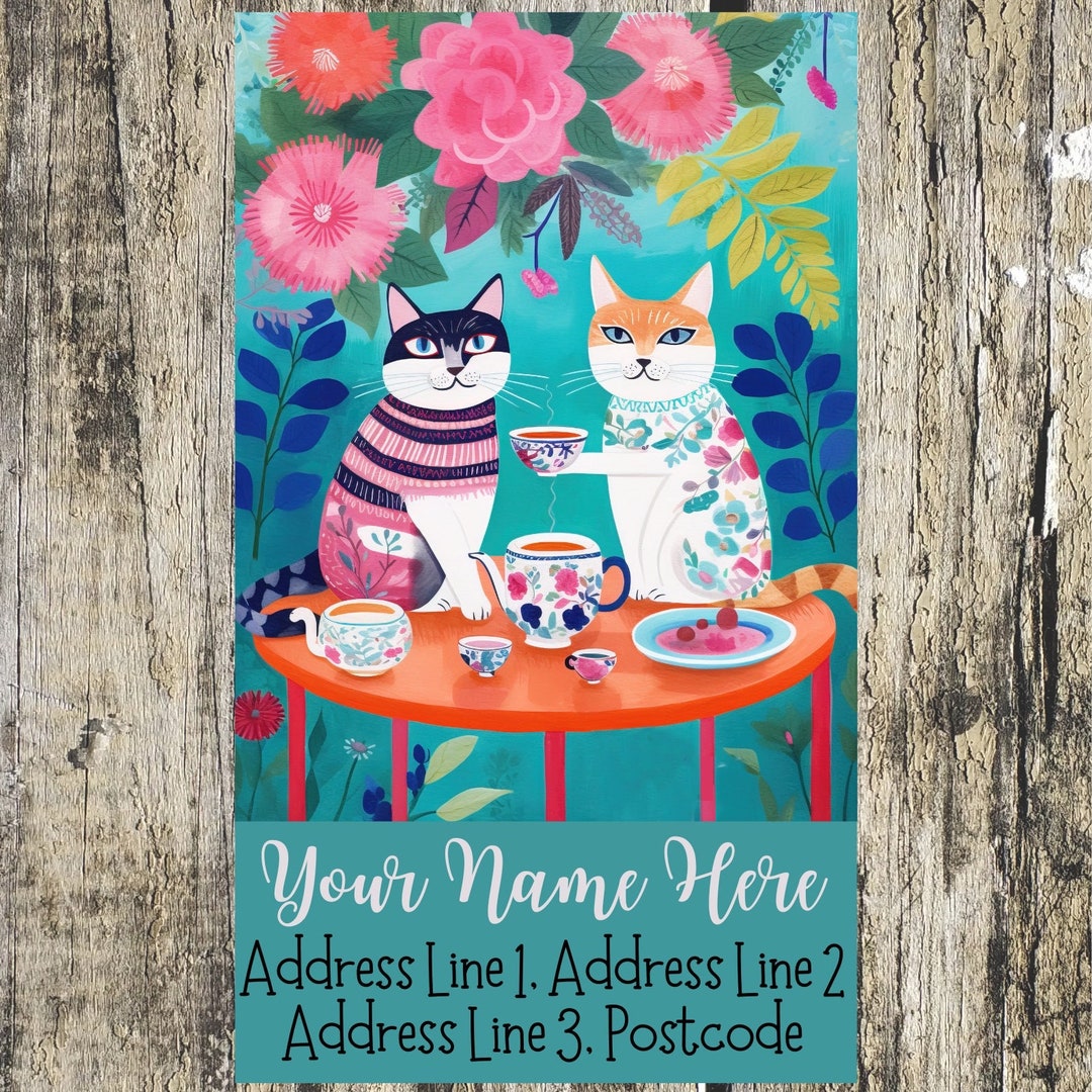 Cats Tea Party Address Labels - Etsy