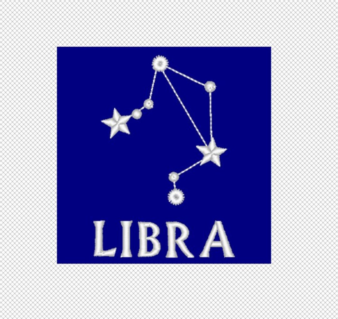 LIBRA Celestial Zodiac Embroidery Design - 2 Sizes - Multiple Formats ...