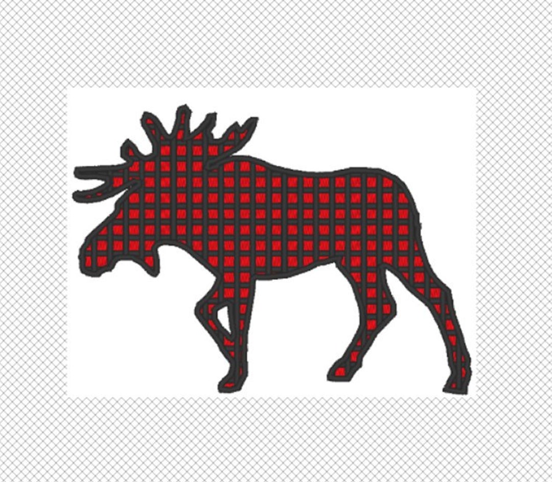 Buffalo Check Moose Embroidery Design File - Multiple Formats - Two ...