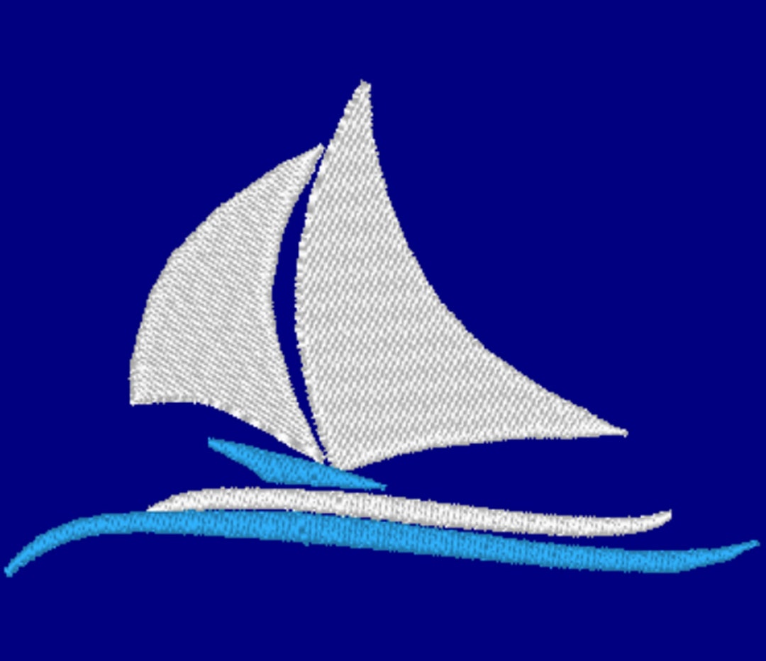 Graphic Sailboat Machine Embroidery Design 2 Sizes - Mulitple Formats ...