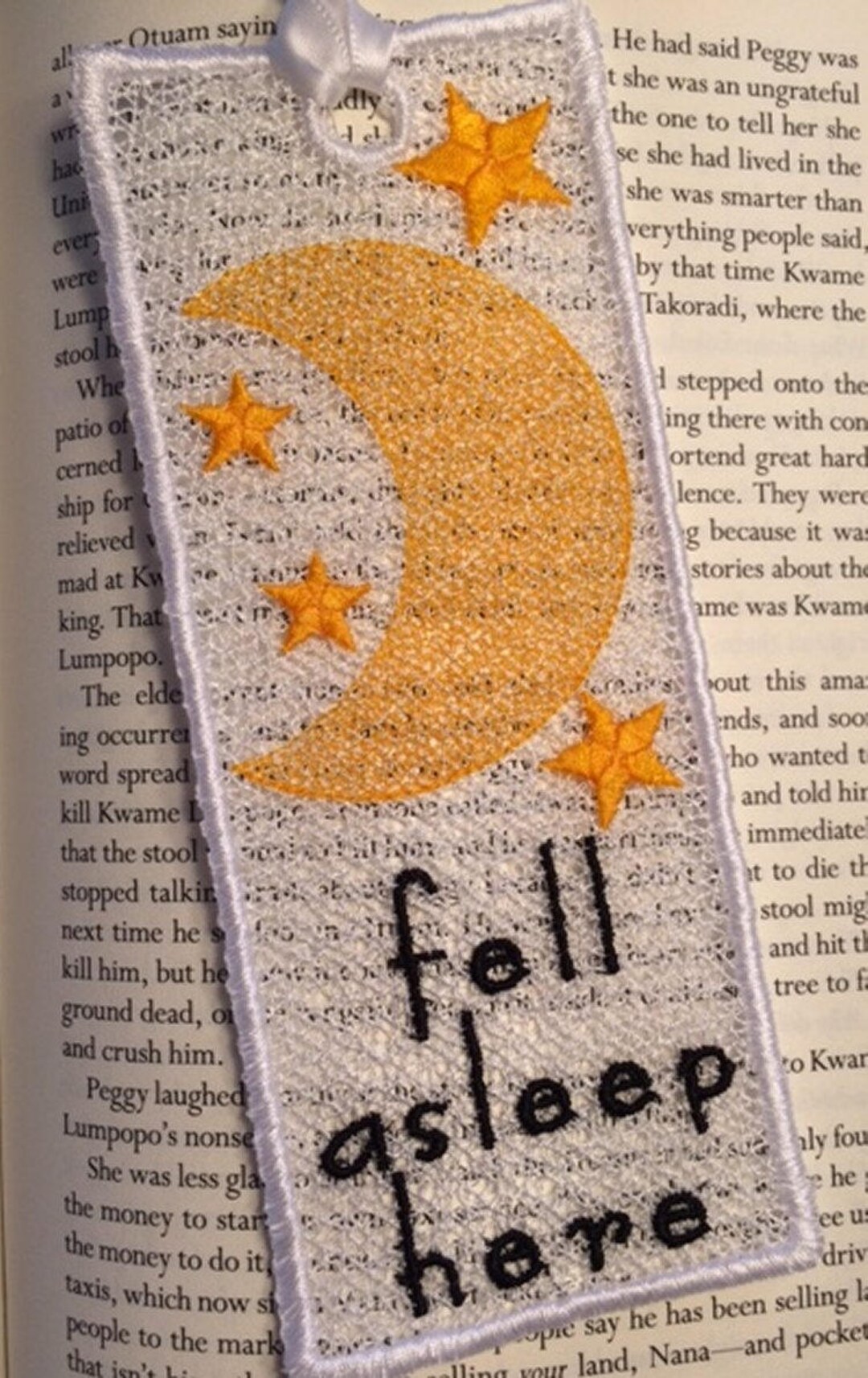 FSL Bookmark Fell Asleep Here- Book Lovers Gift - FSL - Embroidery ...