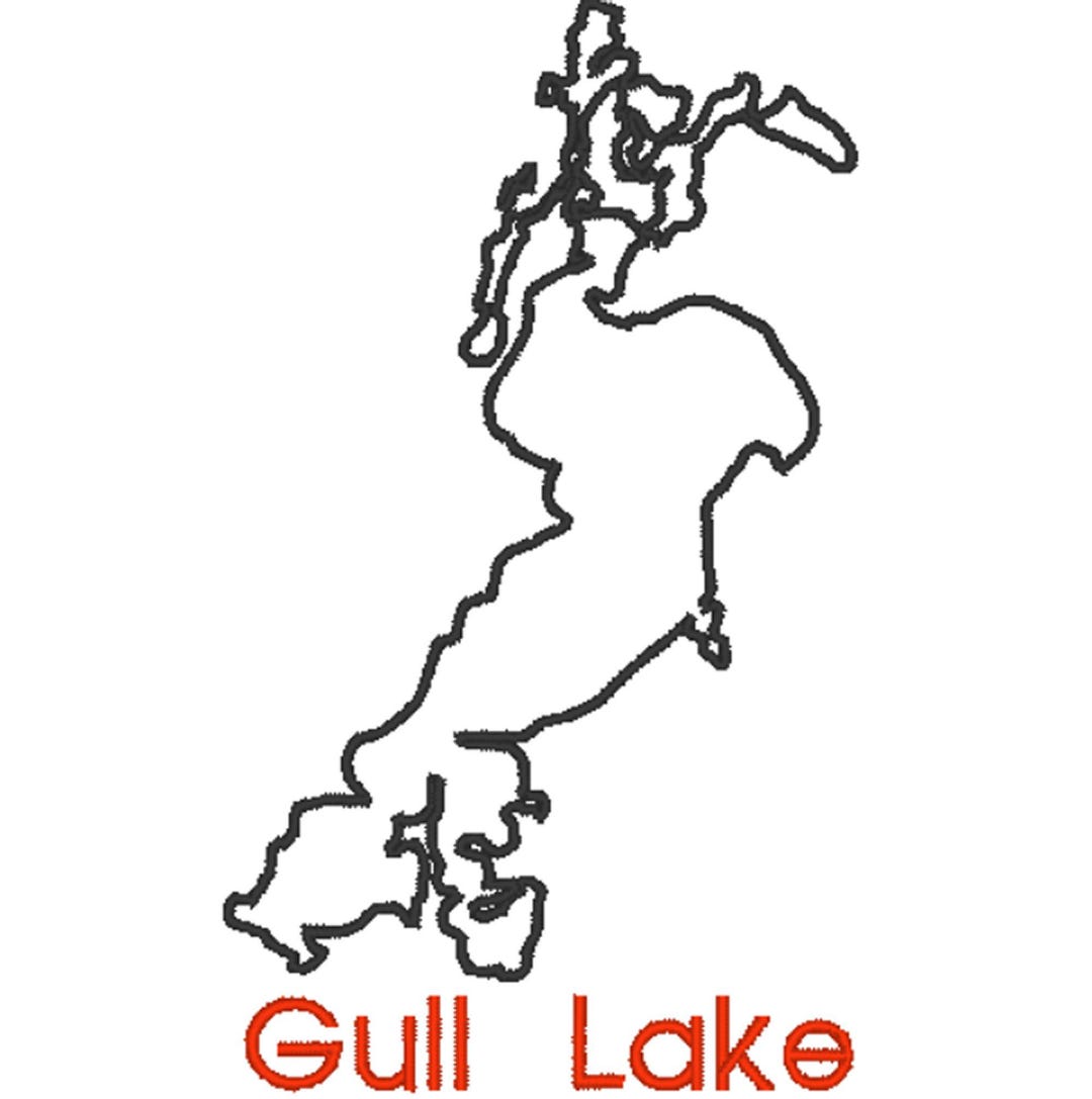 Gull Lake Minnesota Map Machine Embroidery Design File, Multiple Sizes ...
