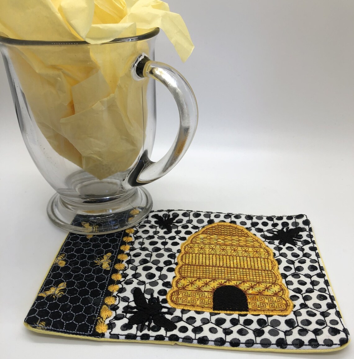 Mug Rug Beehive Embroidery Design 5 X 7 Hoop Mulitple - Etsy